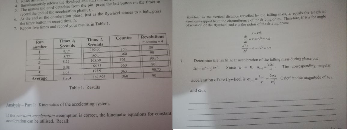 Solved In this case, the motion of the falling mass has a | Chegg.com