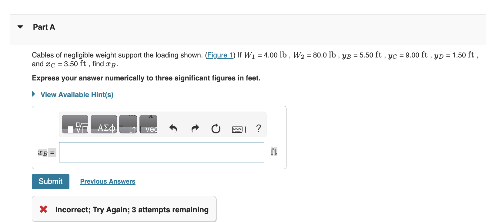 Solved Cables of negligible weight support the loading | Chegg.com