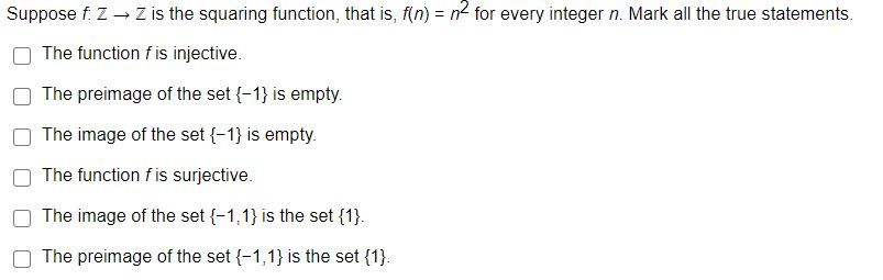 Solved Suppose f. Z → Z is the squaring function, that is, | Chegg.com
