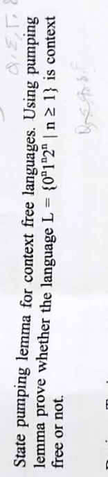 Solved State pumping lemma for context free languages. Using | Chegg.com Solved State pumping lemma for context free languages. Using | Chegg.com