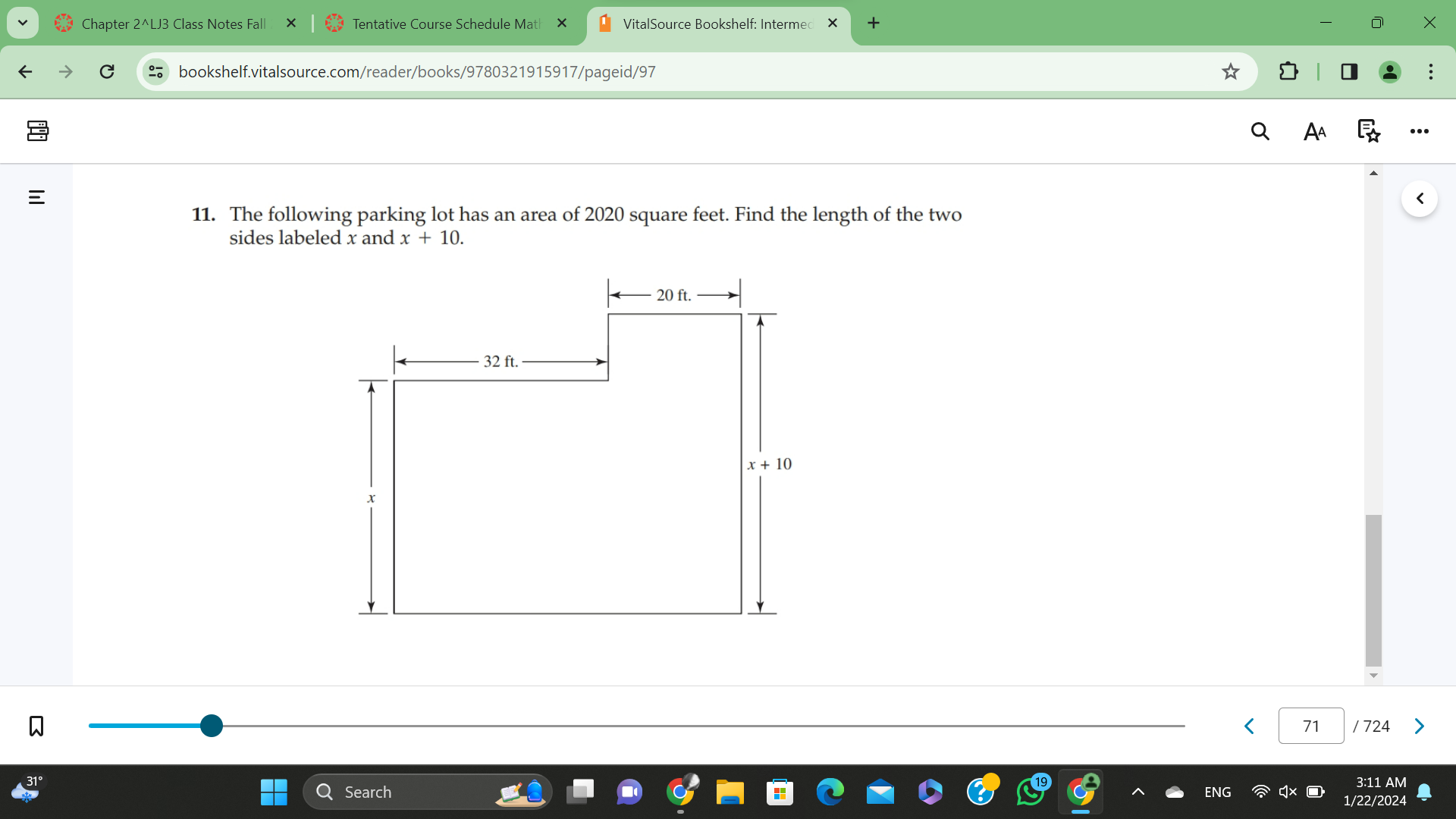 Solved The following parking lot has an area of 2020 ﻿square | Chegg.com