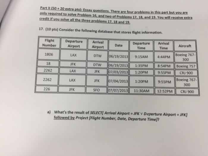 Solved Consider the following database that stores flight | Chegg.com