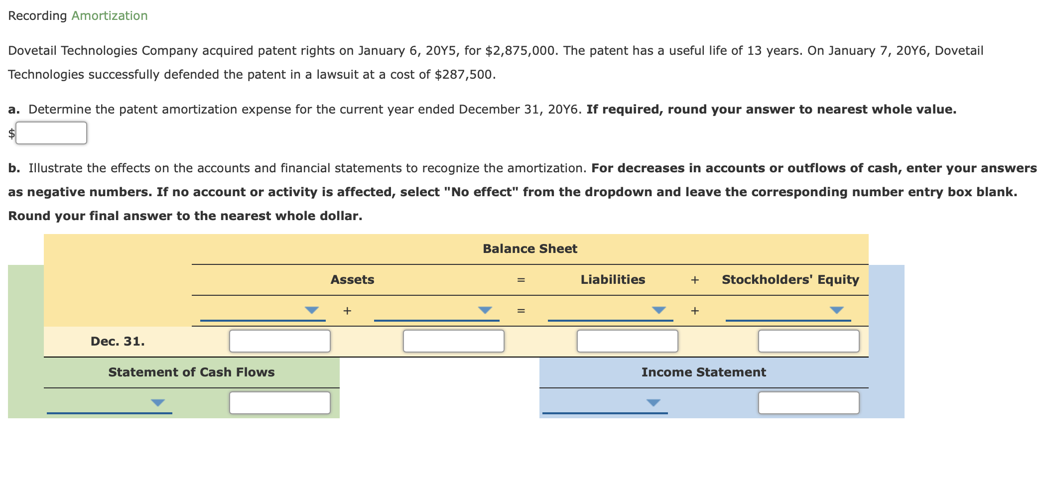 Solved Recording Amortization Dovetail Technologies Company | Chegg.com