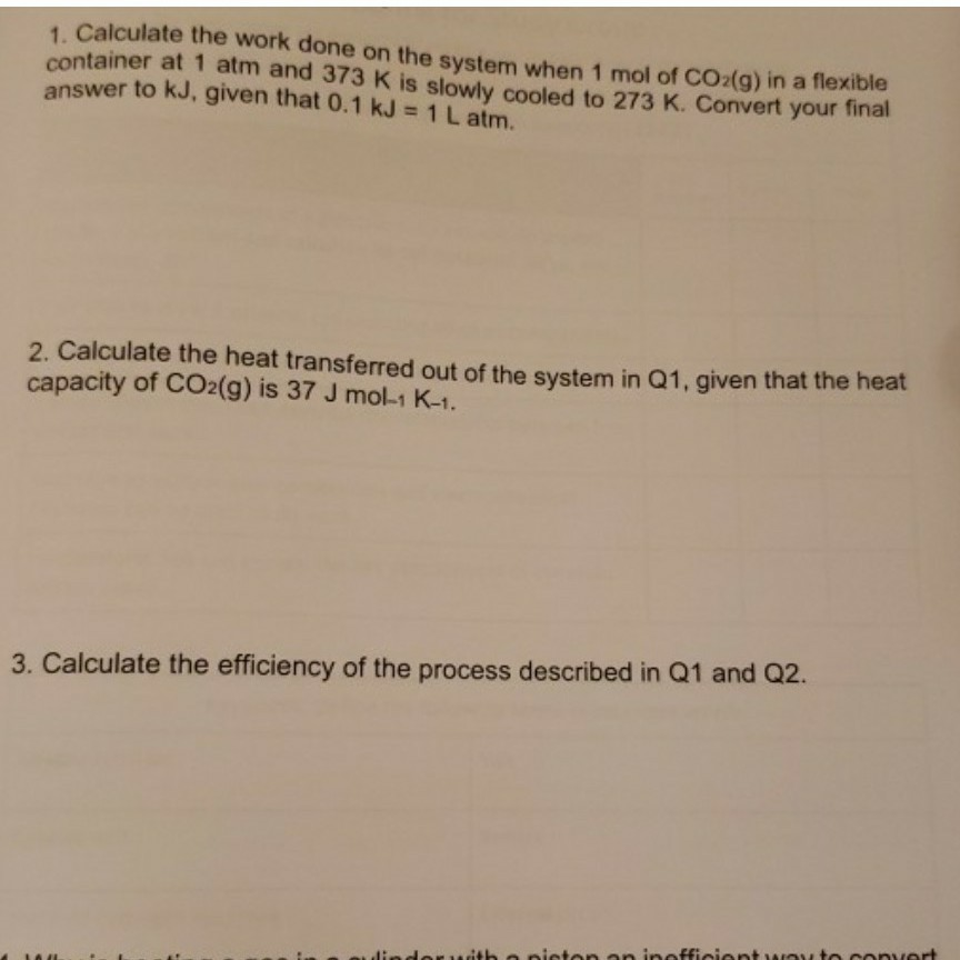 Solved #3 Calculate the efficiency of the process described | Chegg.com