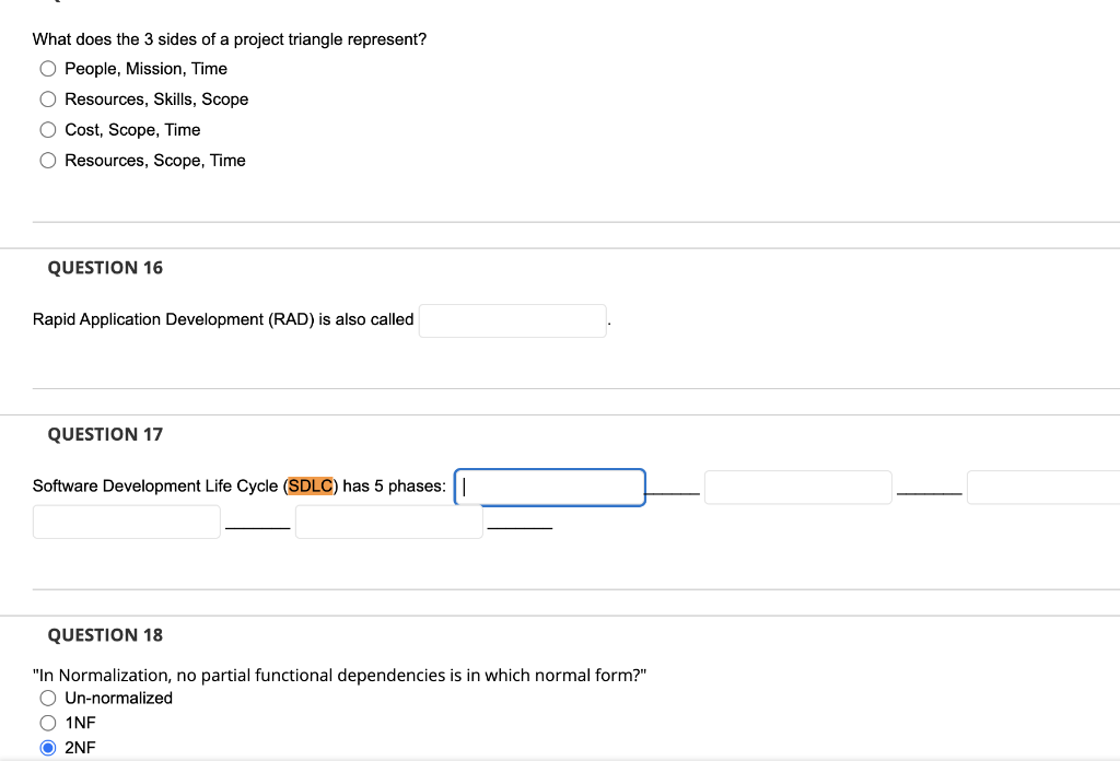 Solved What does the 3 sides of a project triangle | Chegg.com