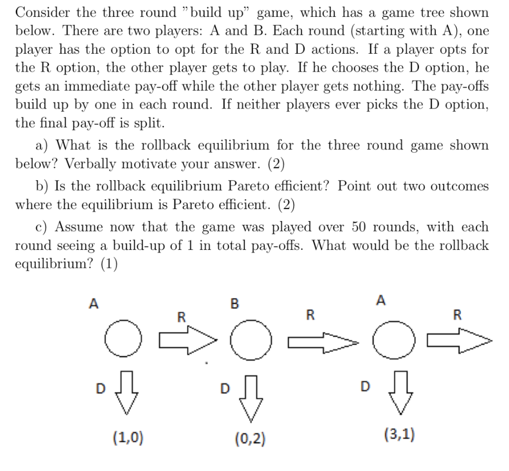 Solved Consider the three round ”build up” game, which has a | Chegg.com