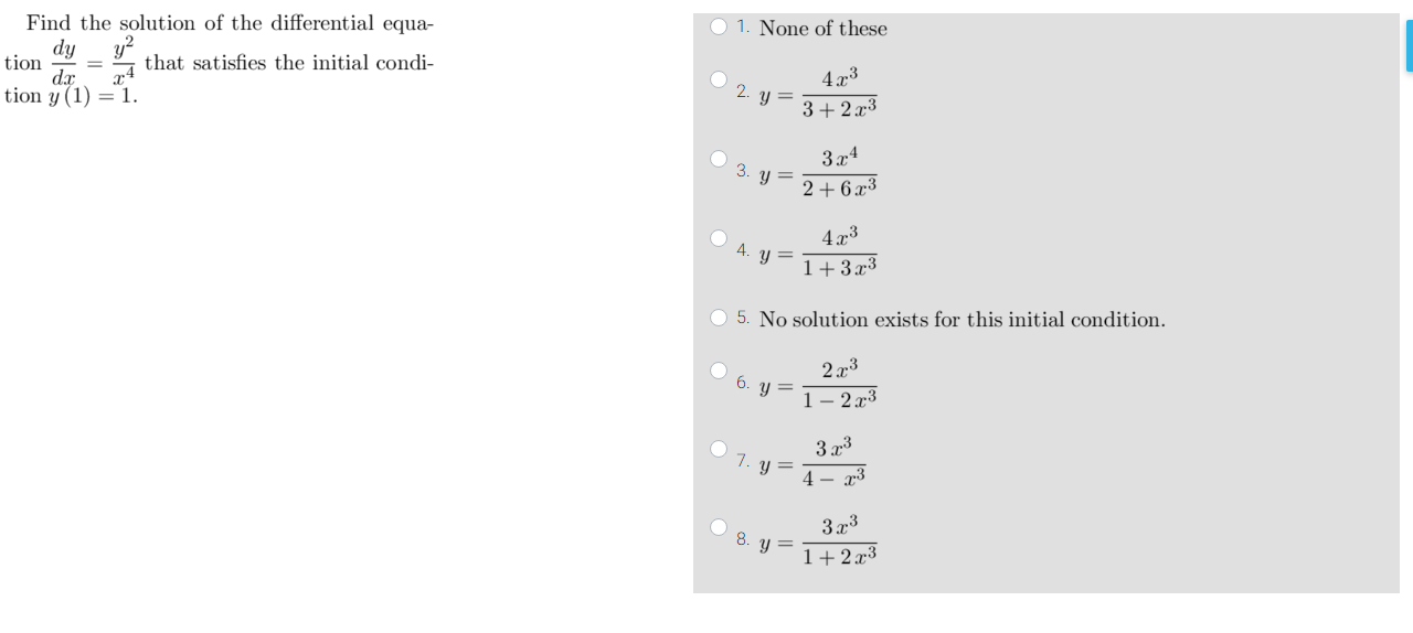 Solved Find the solution of the differential equa- 1. None | Chegg.com