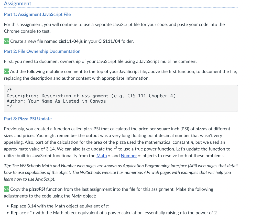Solved Part 1: Assignment JavaScript File For this | Chegg.com