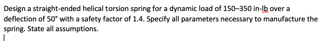 Solved Design a straight-ended helical torsion spring for a | Chegg.com