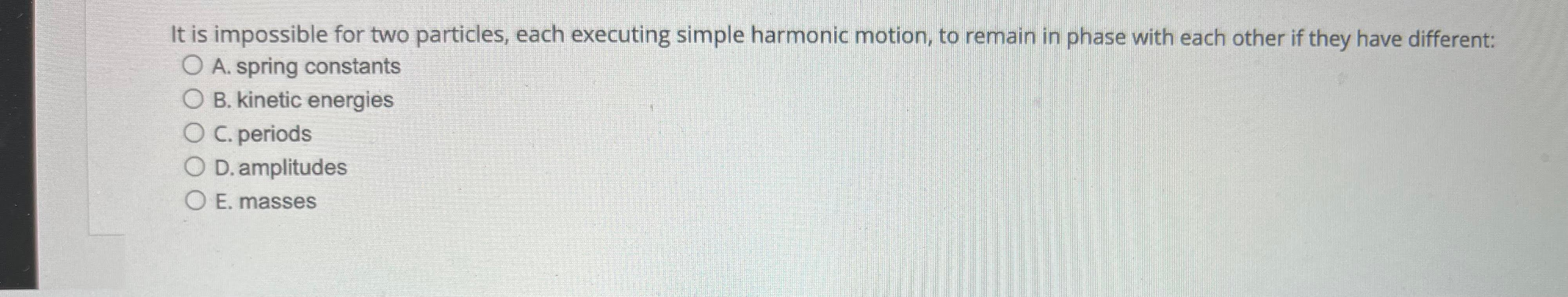 Solved It is impossible for two particles, each executing | Chegg.com