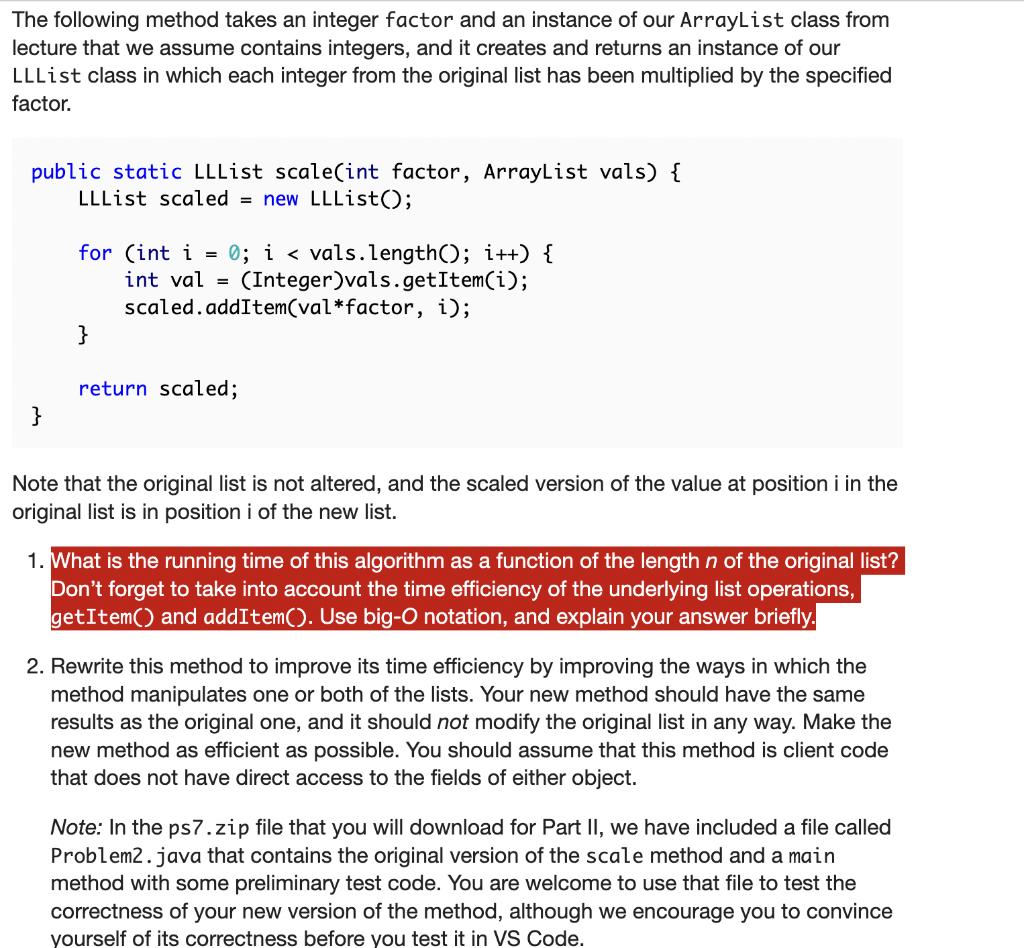 Solved The following method takes an integer factor and an | Chegg.com