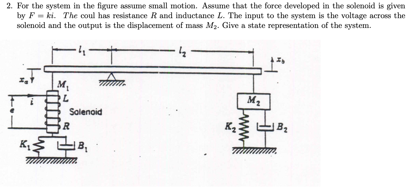 Solved 2. For the system in the figure assume small motion. | Chegg.com
