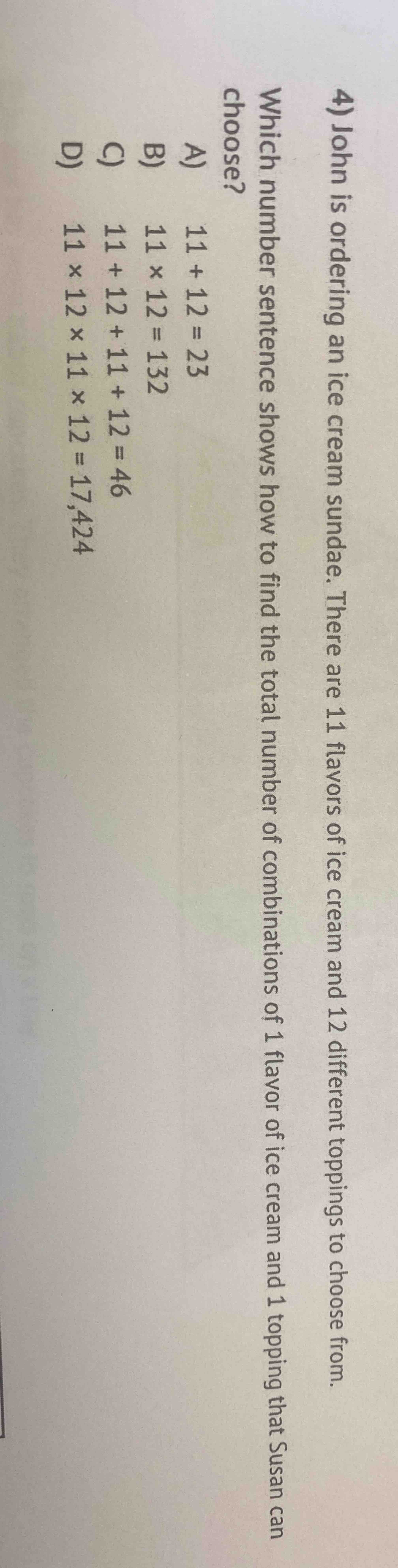 Solved john is ordering ice cream sundae. there are 11 | Chegg.com