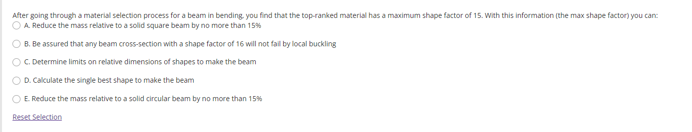 Solved After going through a material selection process for | Chegg.com