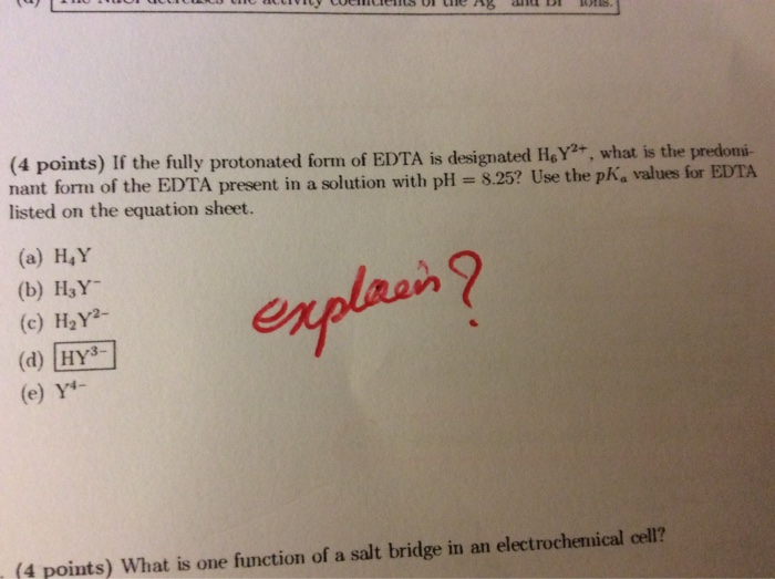 Solved (4 points) If the fully protonated form of EDTA is | Chegg.com