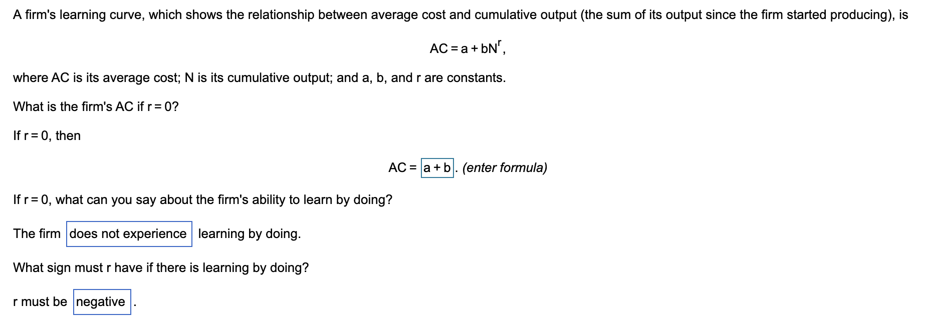 Solved A firm's learning curve, which shows the relationship | Chegg.com