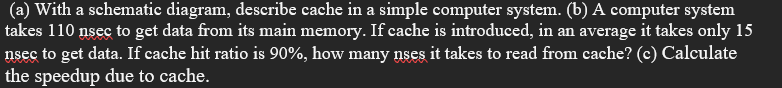 Solved (a) ﻿With a schematic diagram, describe cache in a | Chegg.com