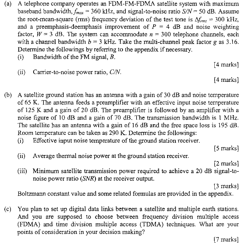 Solved a) A telephone company operates an FDM-FM-FDMA | Chegg.com