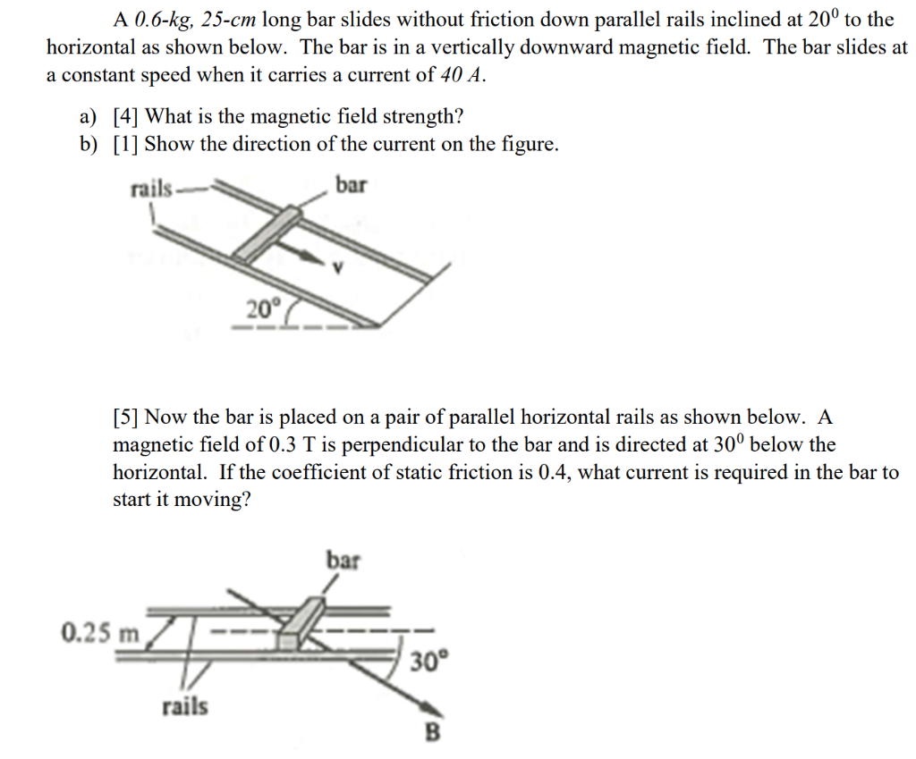 Solved A 0.6−kg,25−cm long bar slides without friction down | Chegg.com