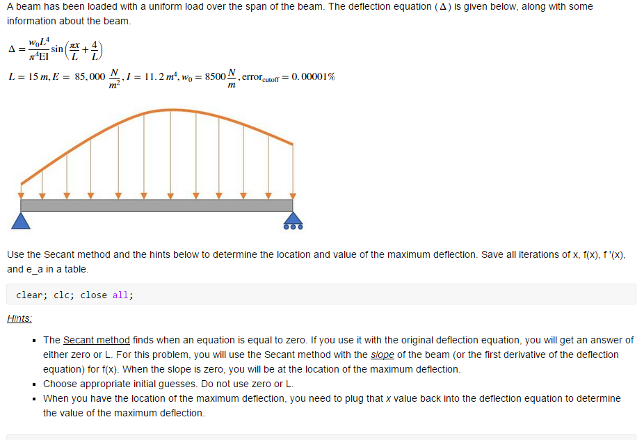 Solved ONLT MATLAB CODE REQUIRED, Please use secant method | Chegg.com