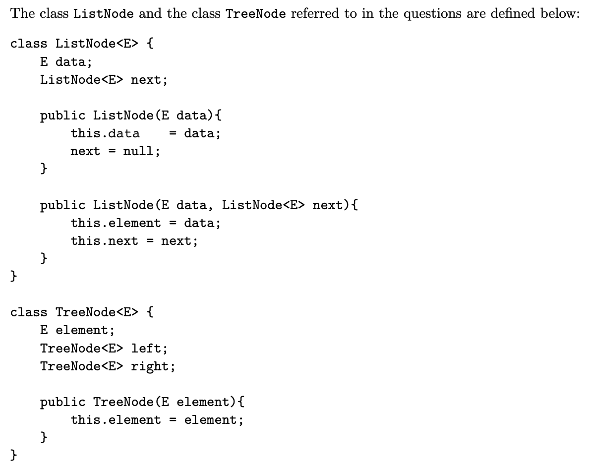 Solved The Class Listnode And The Class Treenode Referred To 