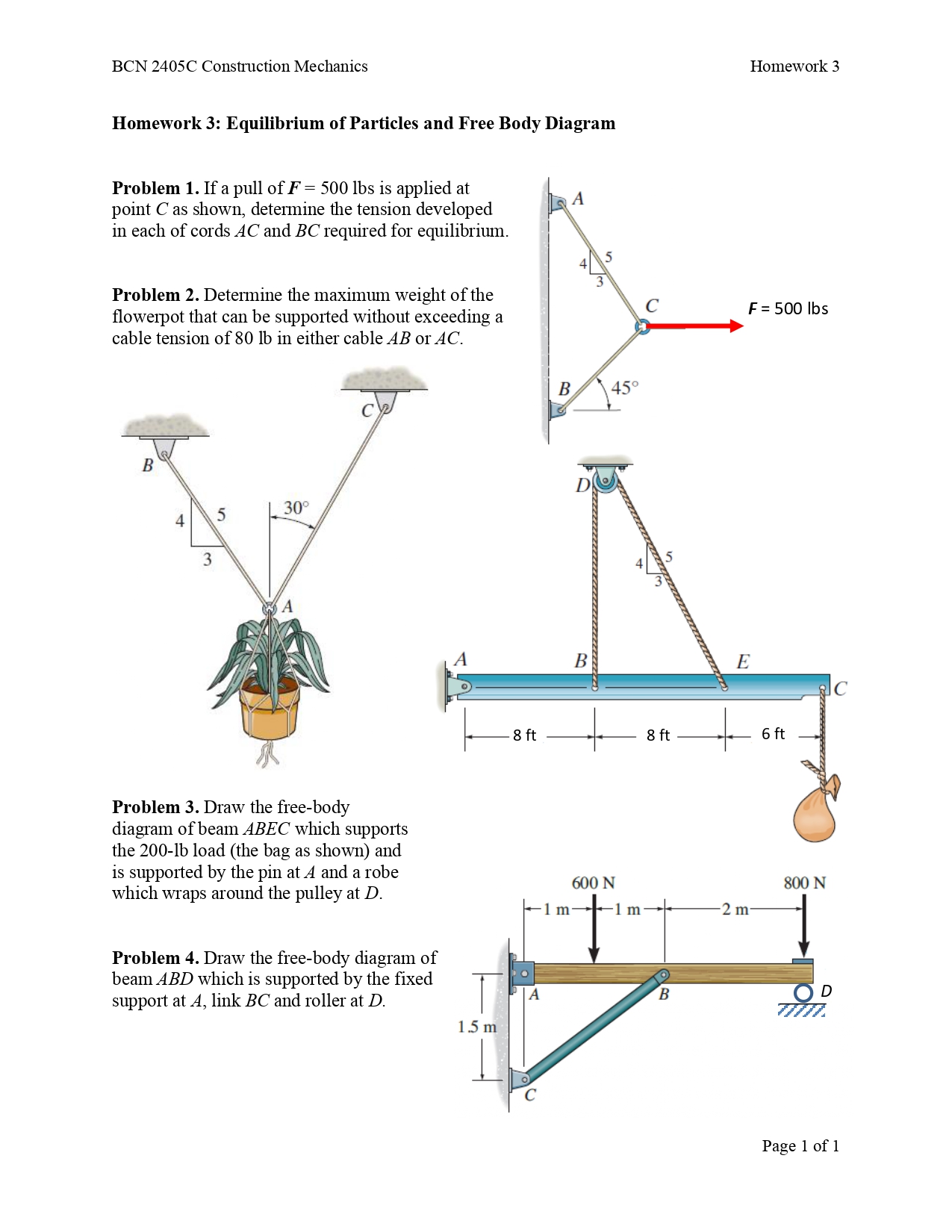 Solved BCN 2405C Construction Mechanics Homework 3 Homework | Chegg.com