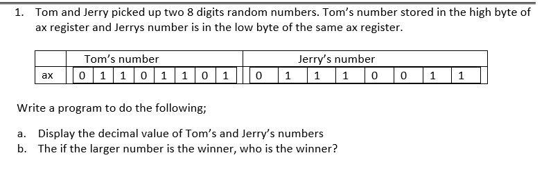 Solved 1. Tom and Jerry picked up two 8 digits random | Chegg.com