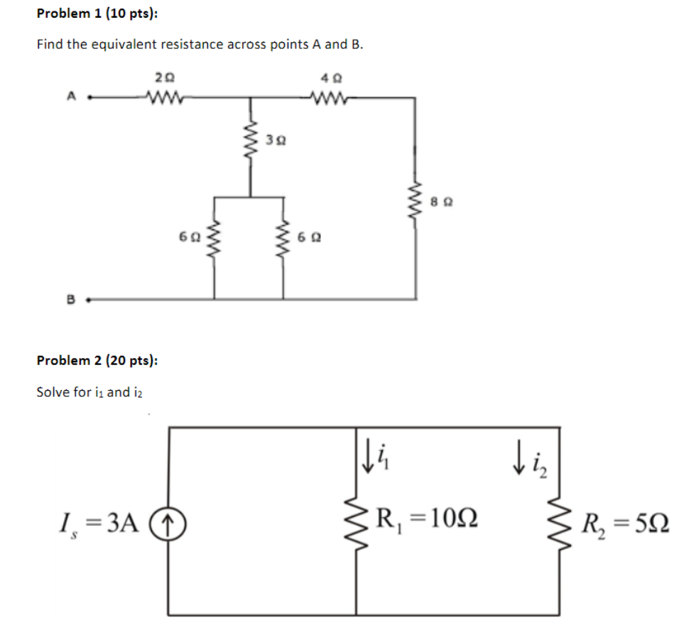 Solved Problem 1 (10 pts): Find the equivalent resistance | Chegg.com