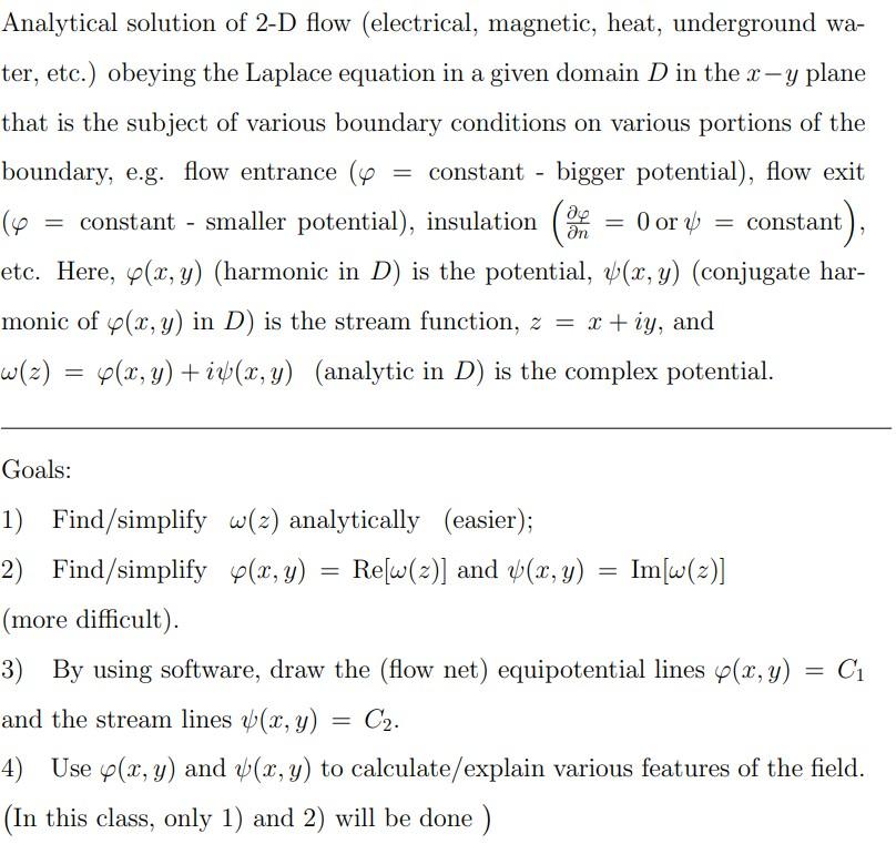 Solved Analytical solution of 2-D flow (electrical, | Chegg.com