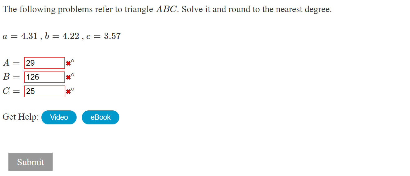 Solved The following problems refer to triangle ABC. Solve | Chegg.com
