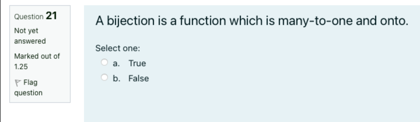 Solved A bijection is a function which is many-to-one and | Chegg.com