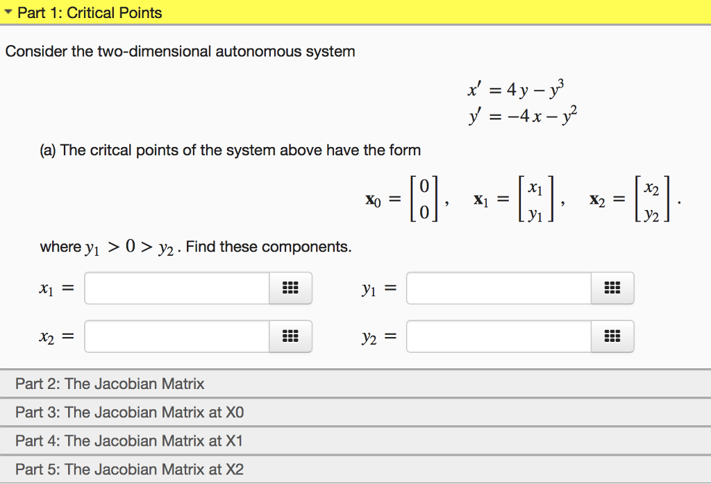 Solved Part 1: Critical Points Consider the | Chegg.com