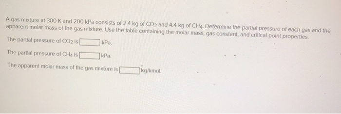 Solved A gas mixture at 300 K and 200 kPa consists of 2.4 kg | Chegg.com
