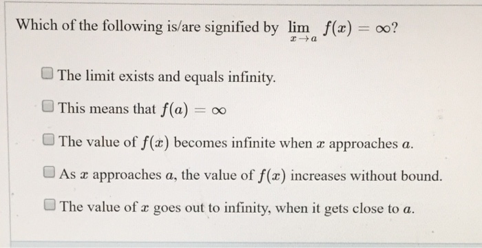 Solved Which of the following is/are signified by lim f(r O | Chegg.com
