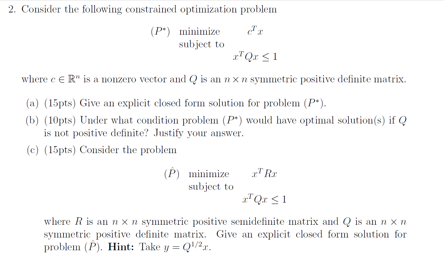 2. Consider the following constrained optimization | Chegg.com