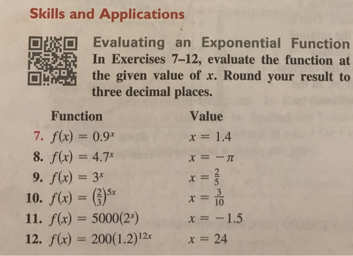 Solved Skills and Applications 回嵌回Evaluating an Exponential | Chegg.com