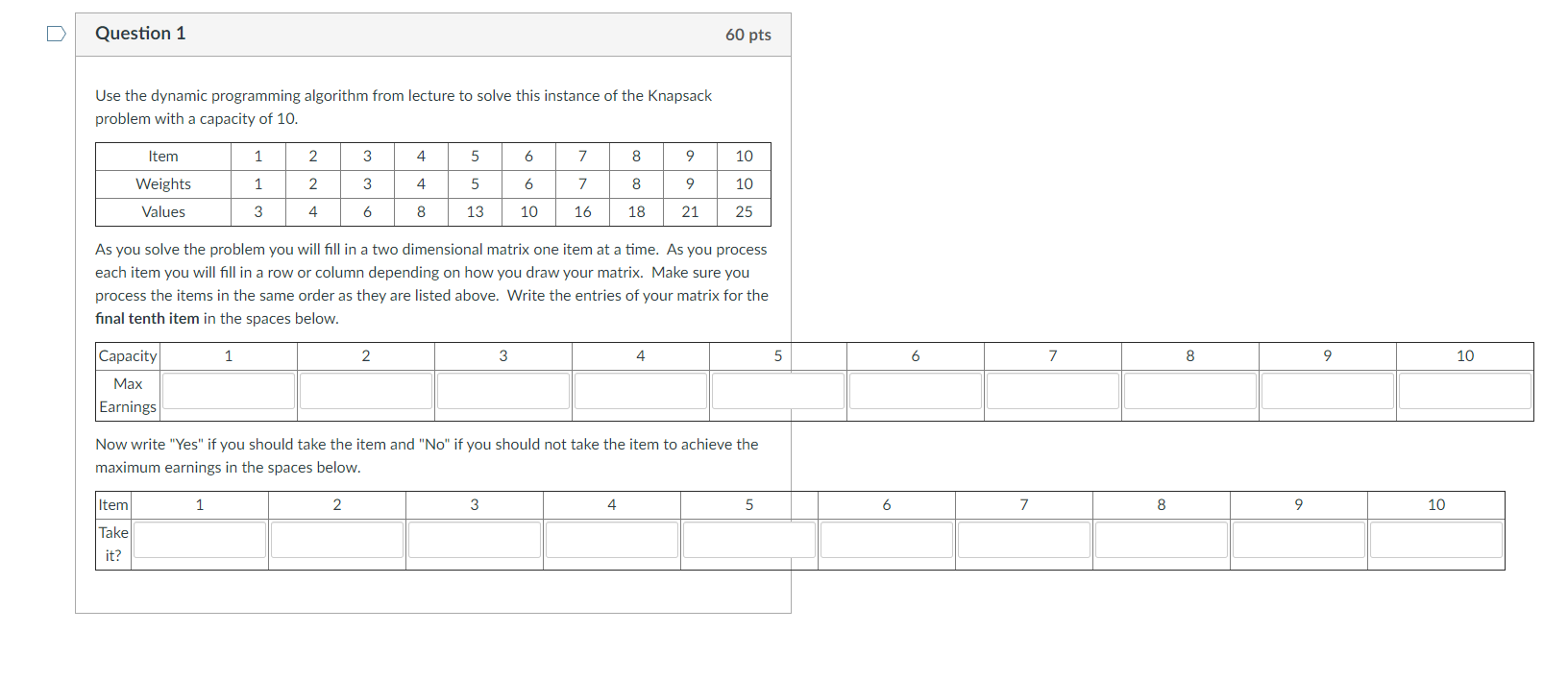 Solved Question 1 60 pts Use the dynamic programming | Chegg.com
