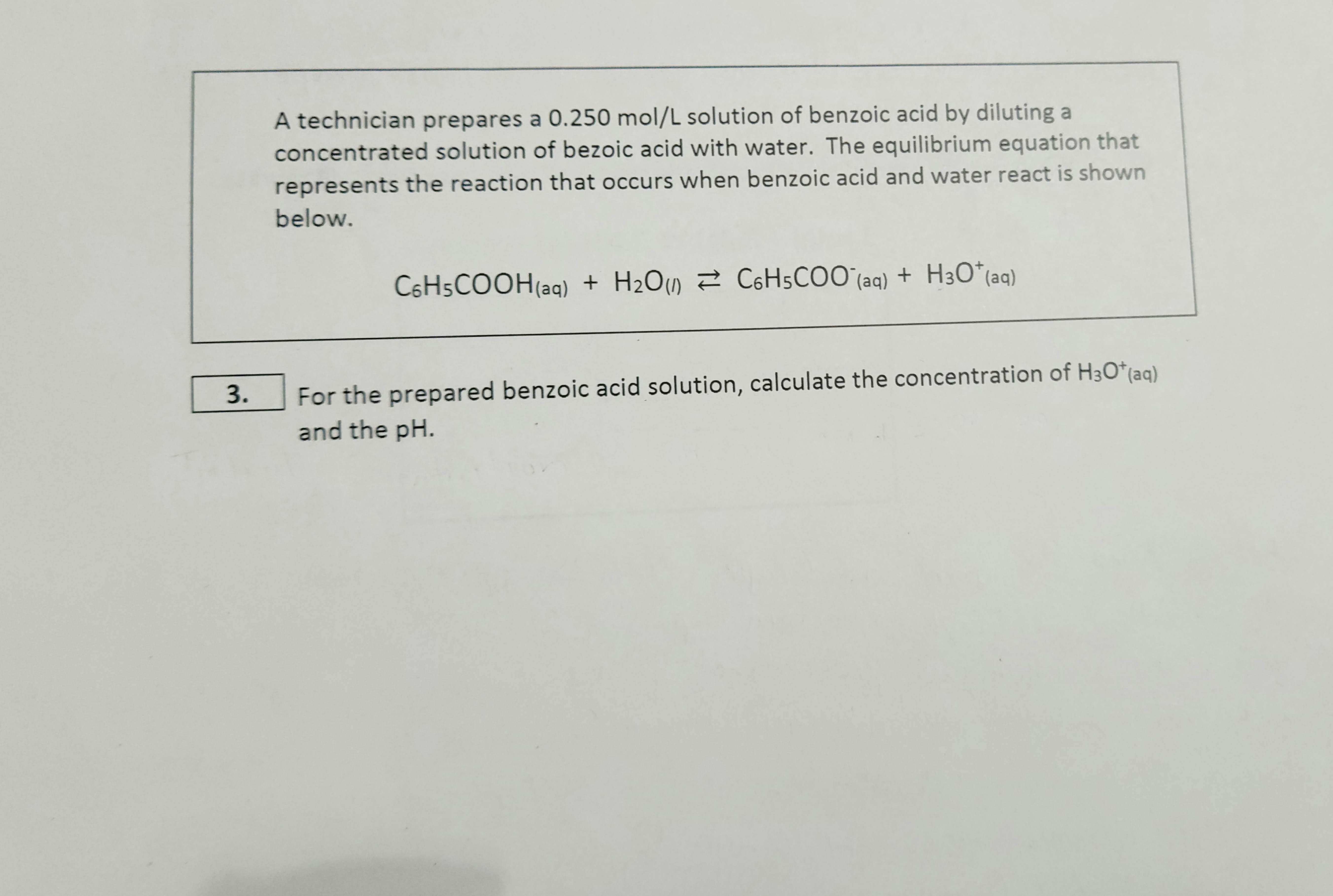 Solved A technician prepares a \\( 0.250 \\mathrm{~mol} / | Chegg.com