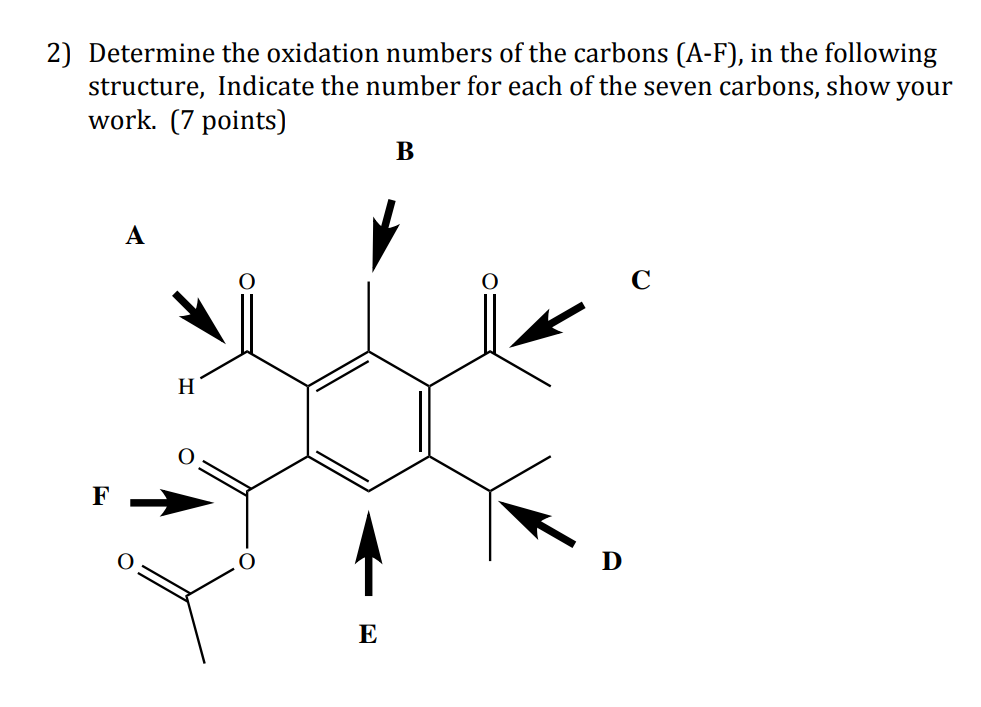 Solved 2) Determine the oxidation numbers of the carbons | Chegg.com