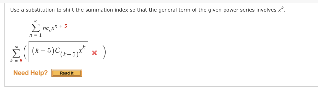 Solved Use A Substitution To Shift The Summation Index So 