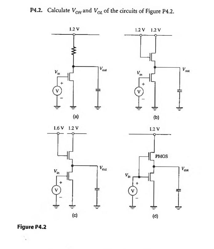 Solved P4.2. Calculate Vow and VoL of the circuits of Figure | Chegg.com