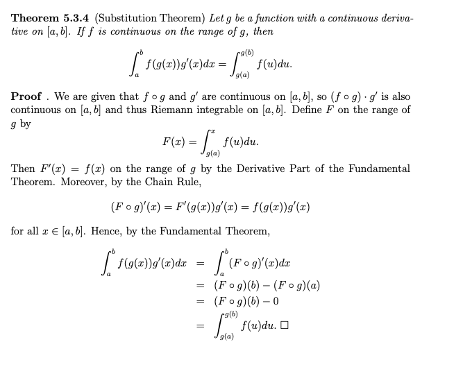 Solved State The Substitution Theorem For Integration As