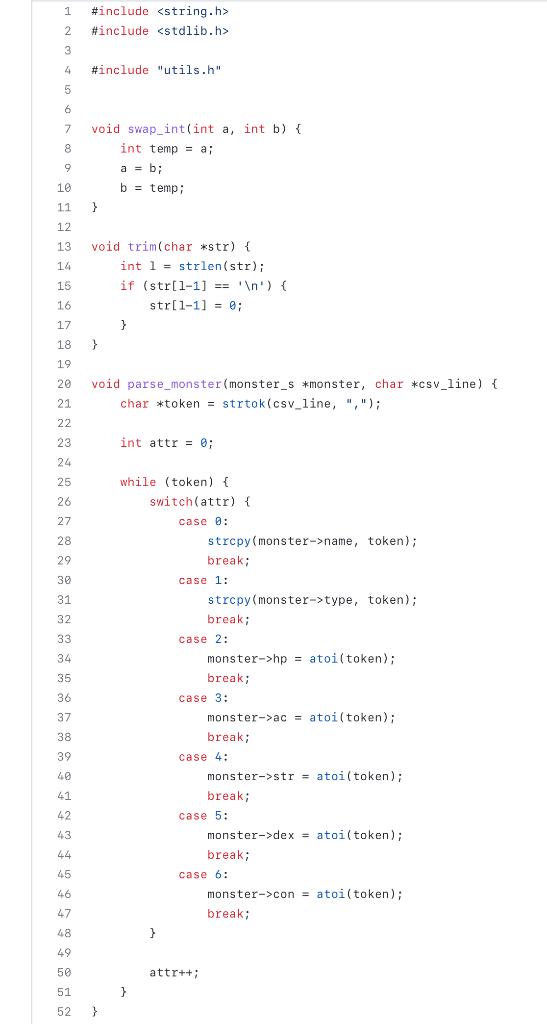 Solved Create a function print_monsters in utils.c which | Chegg.com