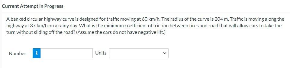 Solved A banked circular highway curve is designed for | Chegg.com