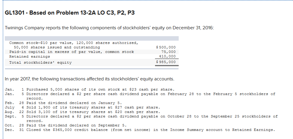 Solved GL 1301 - Based on Problem 13-2A LO C3, P2, P3 | Chegg.com