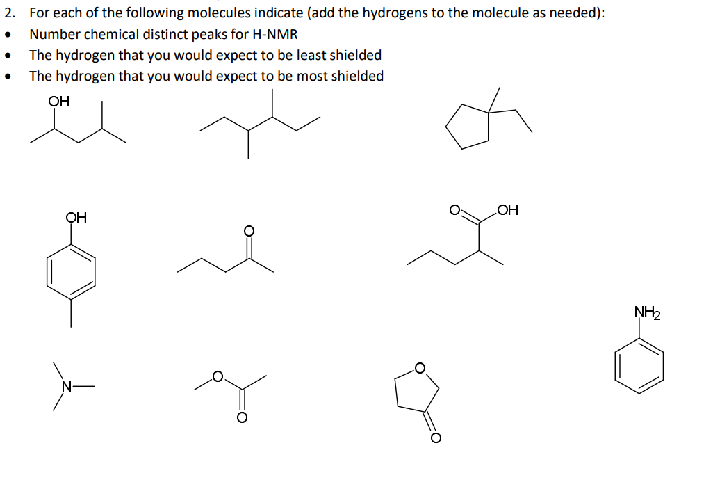 2. ﻿For each of the following molecules indicate (add | Chegg.com