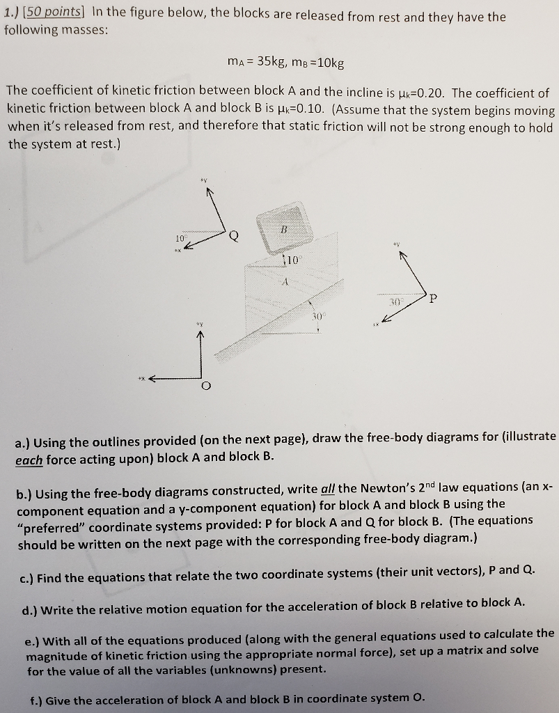 Solved 1.) [50 points in the figure below, the blocks are | Chegg.com