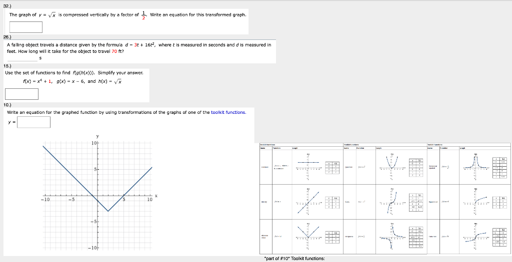 Solved 32.) The graph of y = x is compressed vertically by a | Chegg.com