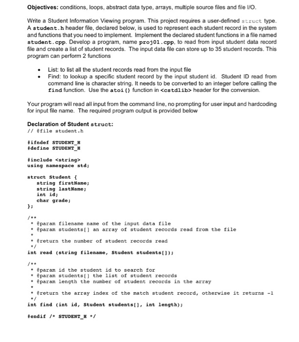 Solved Objectives: conditions, loops, abstract data type, | Chegg.com