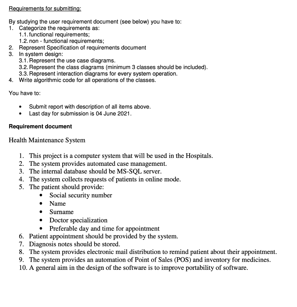 Solved Requirements for submitting: By studying the user | Chegg.com